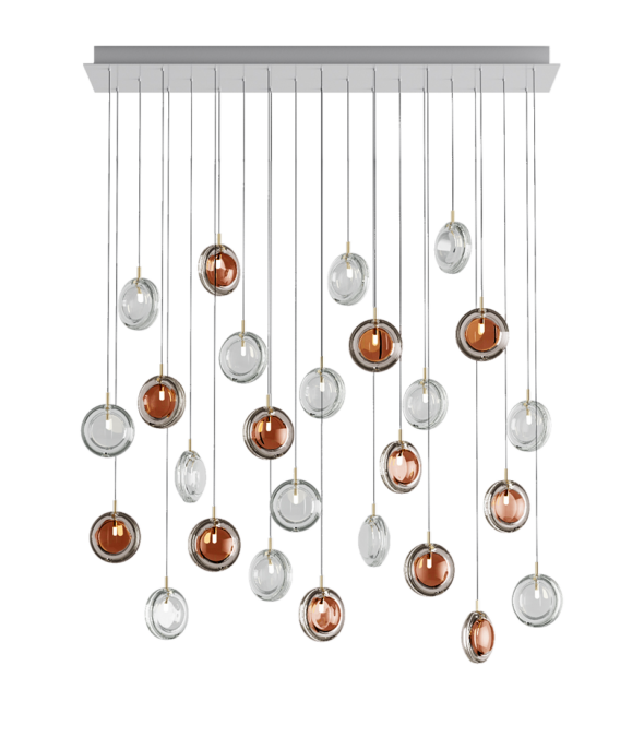 lens chandelier / 26 pcs / rectangular / 12x amber / 14x clear - Bomma