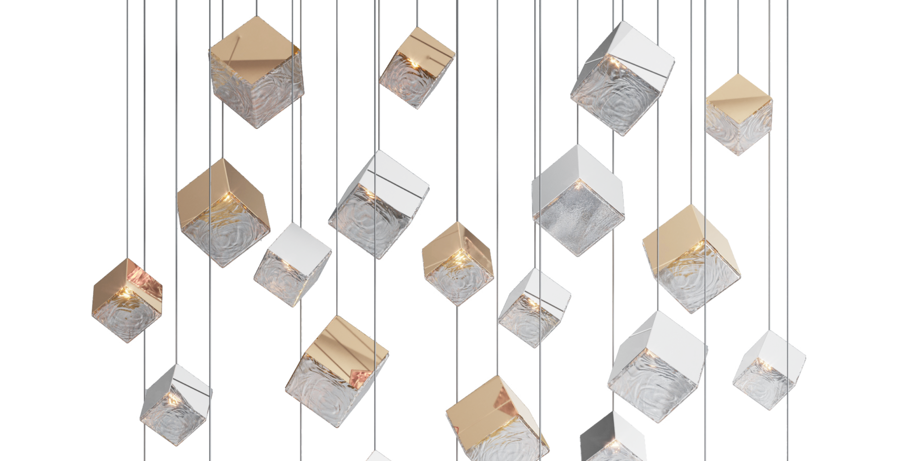 pyrite chandelier / 26 pcs / 13x gold / brushed gold, 13x silver ...