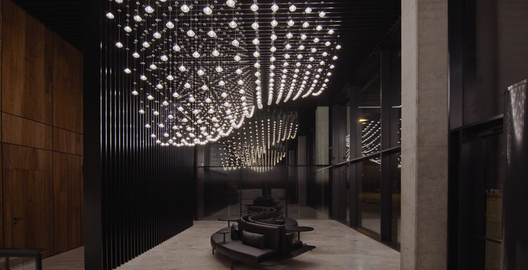 Exceptional bespoke crystal lighting project for J&T Bank.
