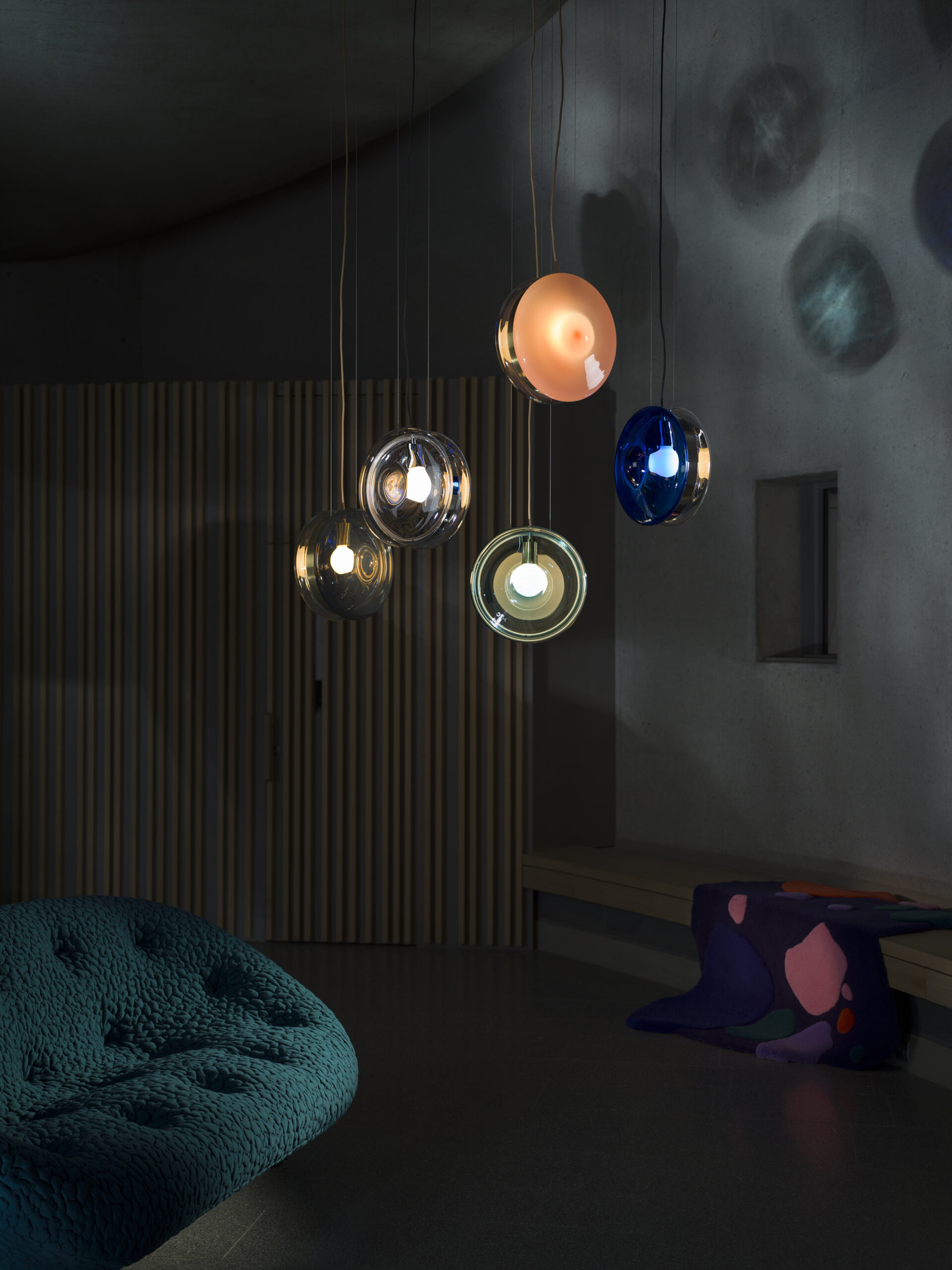 orbital pendant / moon clear / brushed gold - Bomma