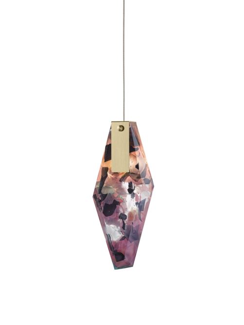 fragments pendant long / flamingo mint / brushed gold - Bomma