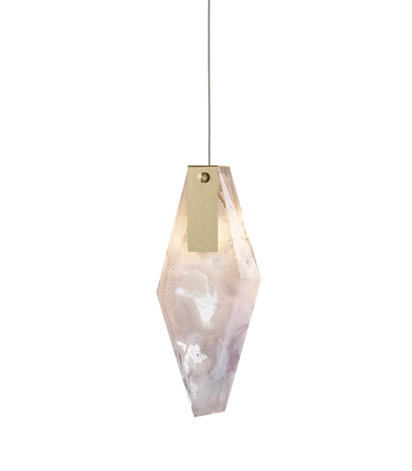 fragments pendant long / white / brushed gold - Bomma