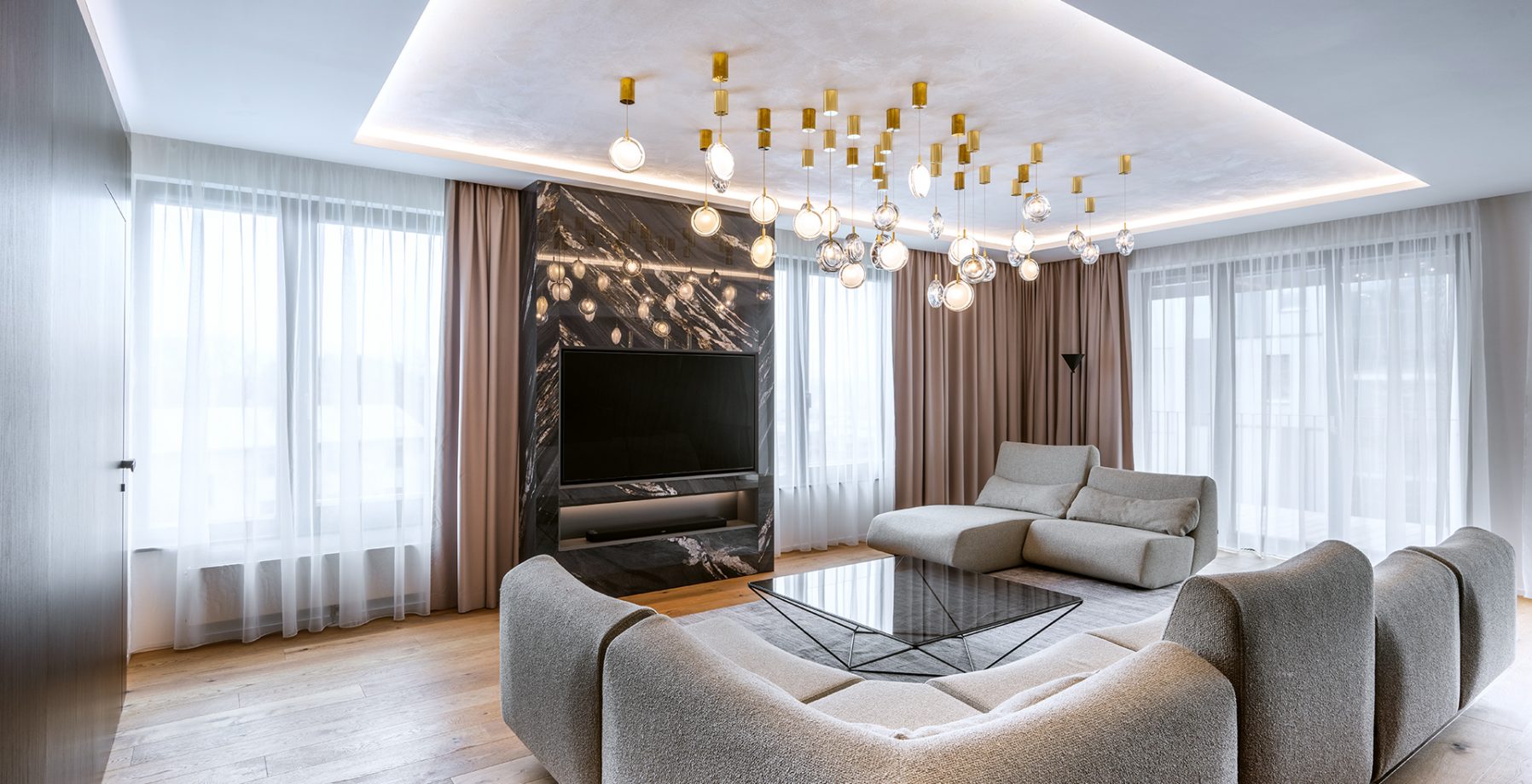 lens wall lighting / smoke / brushed gold - Bomma