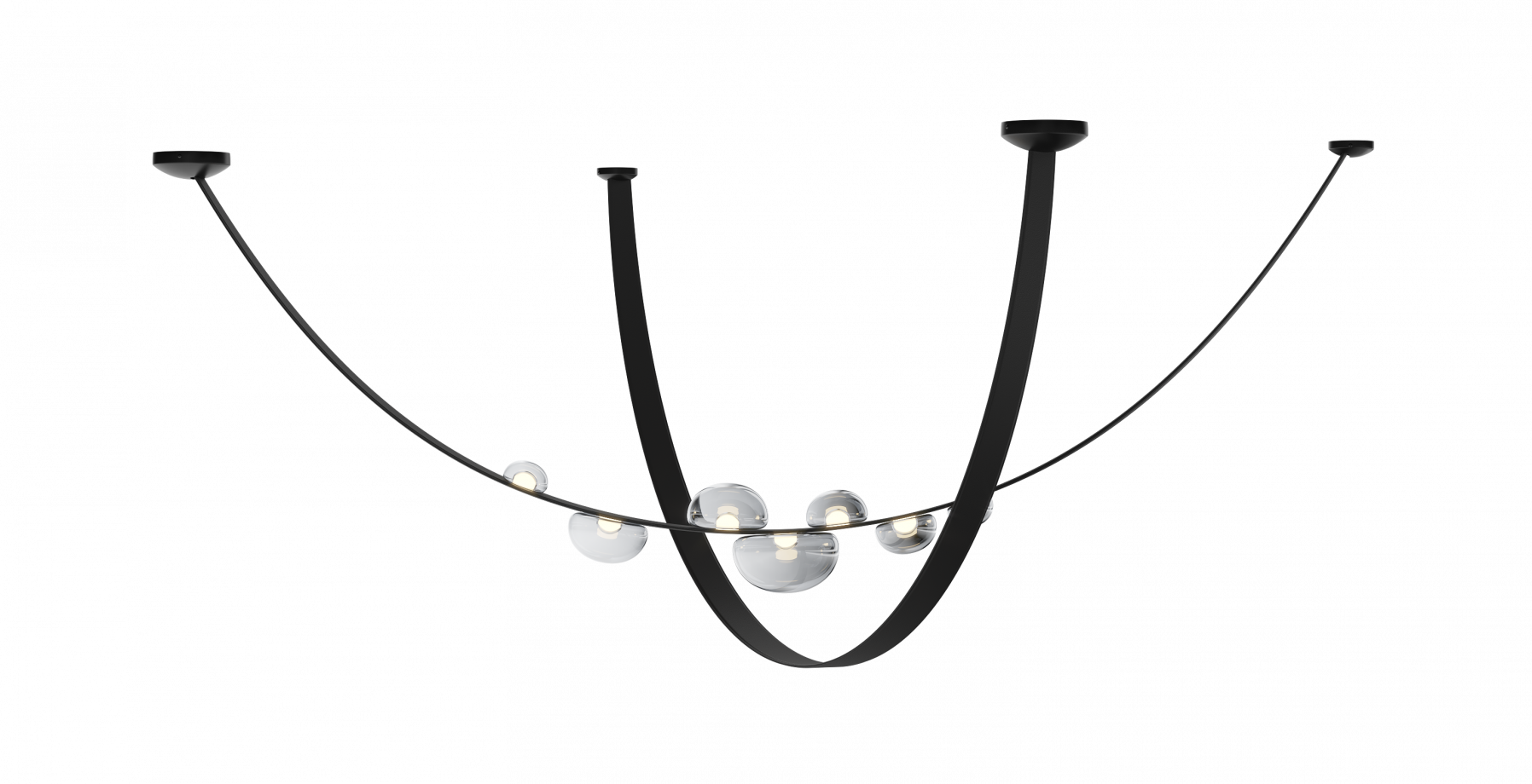 dew drops pendant + leather strap / leather / iridescent metal-coating ...