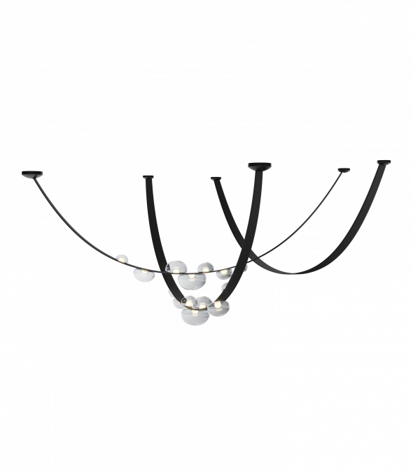 dew drops 2x pendant + leather strap / leather / iridescent metal ...