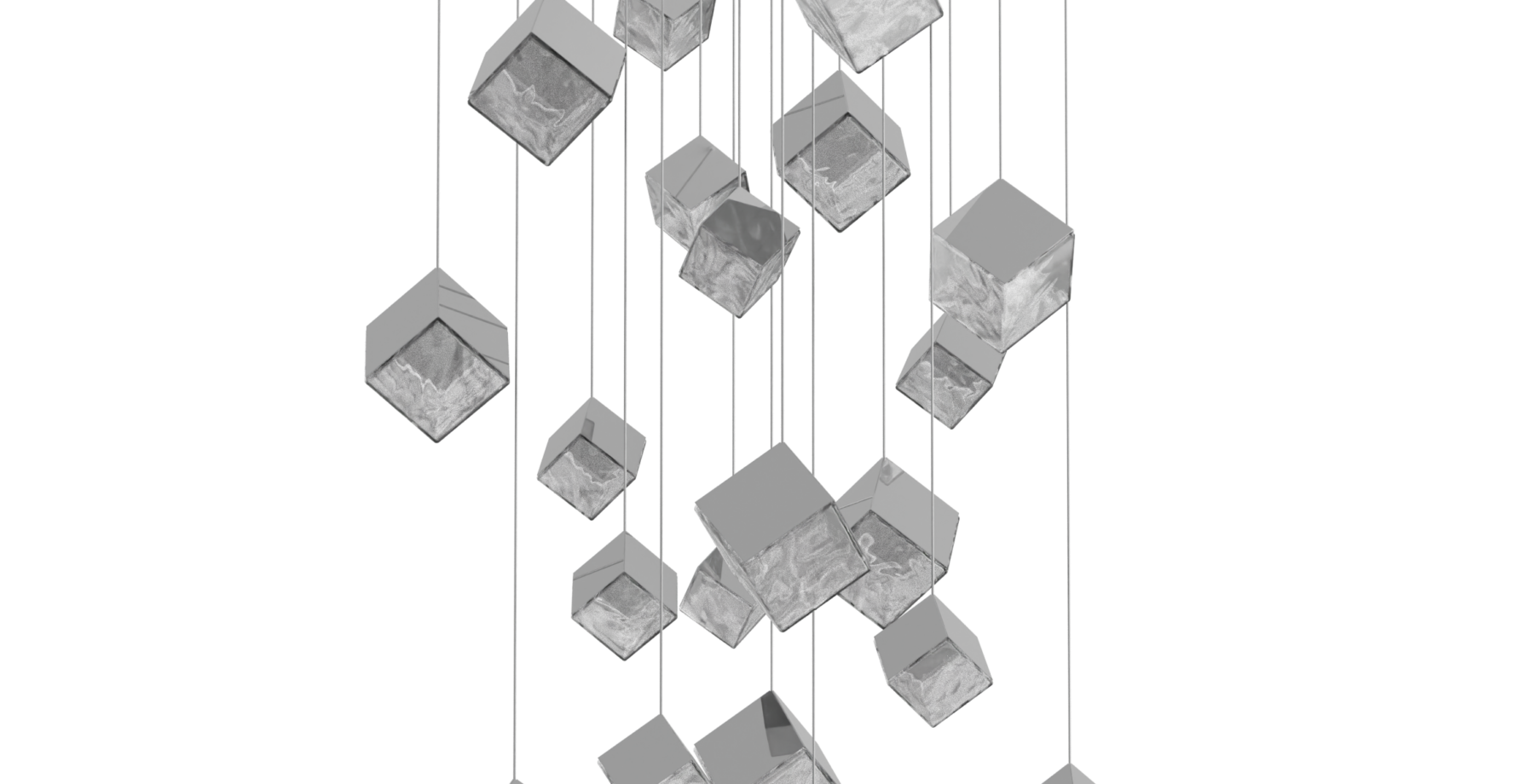 pyrite chandelier / 20 pcs / 20x silver / anthracite - Bomma