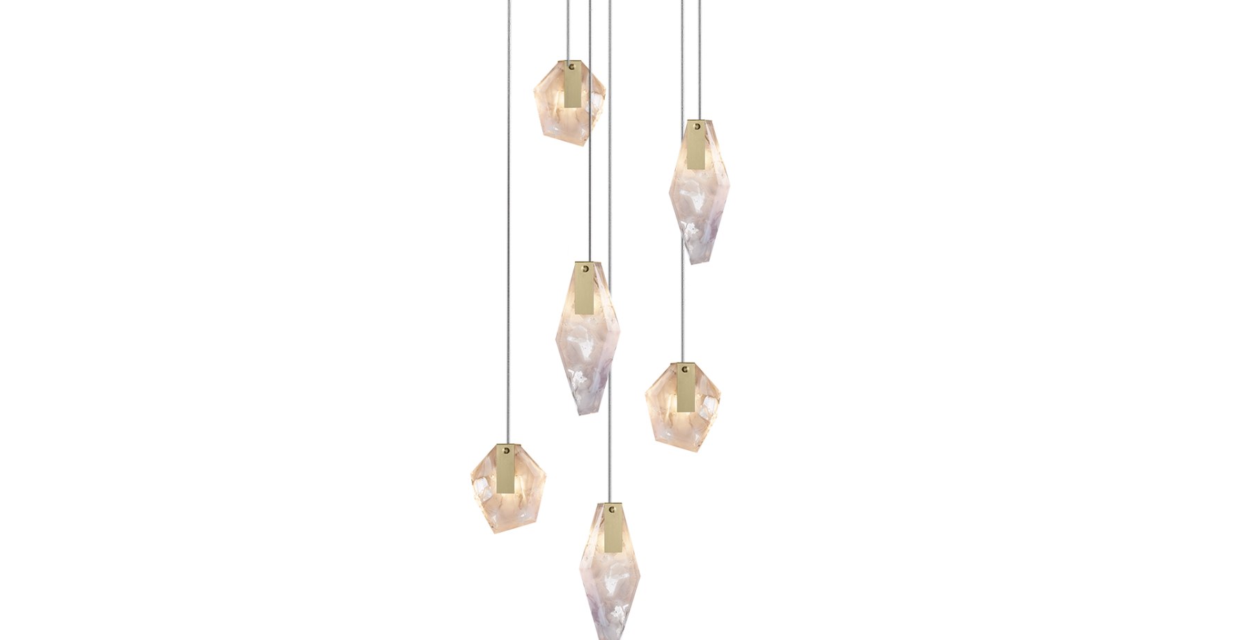 fragments pendant chandelier 6pcs / 3x long white 3x short white ...