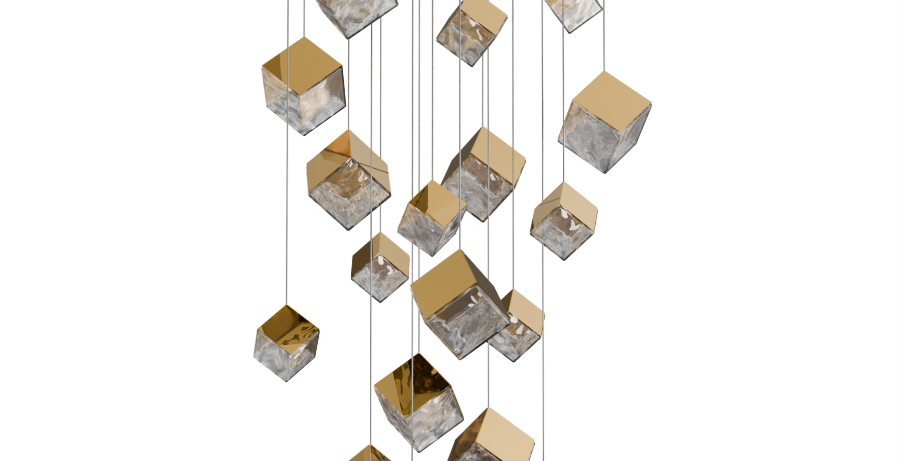 pyrite chandelier / 18 pcs / 18x gold / brushed gold - Bomma